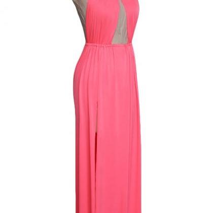 Pink Halter Backless Sleeveless Maxi on Luulla