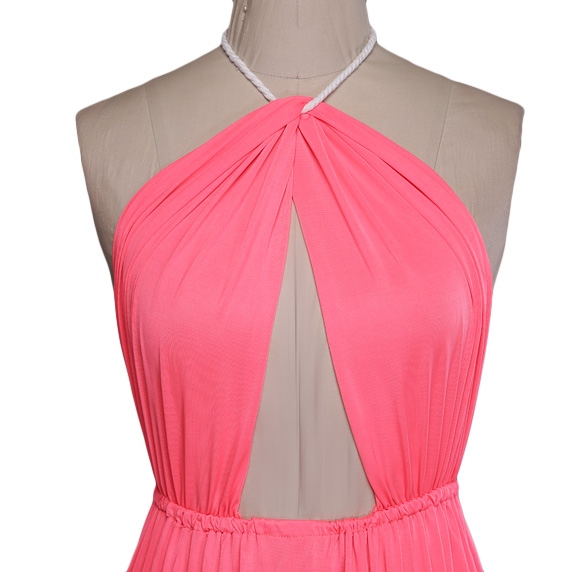 Pink Halter Backless Sleeveless Maxi on Luulla