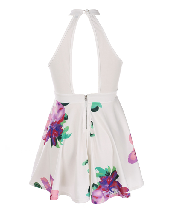 Sexy Hollow Out High Waist Floral A Line Dress On Luulla