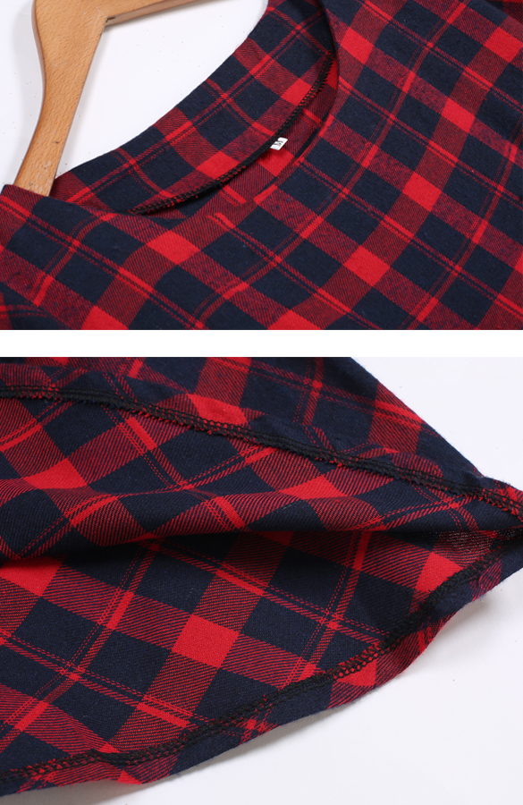 3/4 Sleeve Plaid Print Dress on Luulla