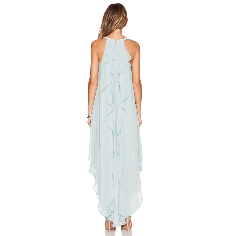Draped Ruffles Irregular Hem Chiffon Dress on Luulla